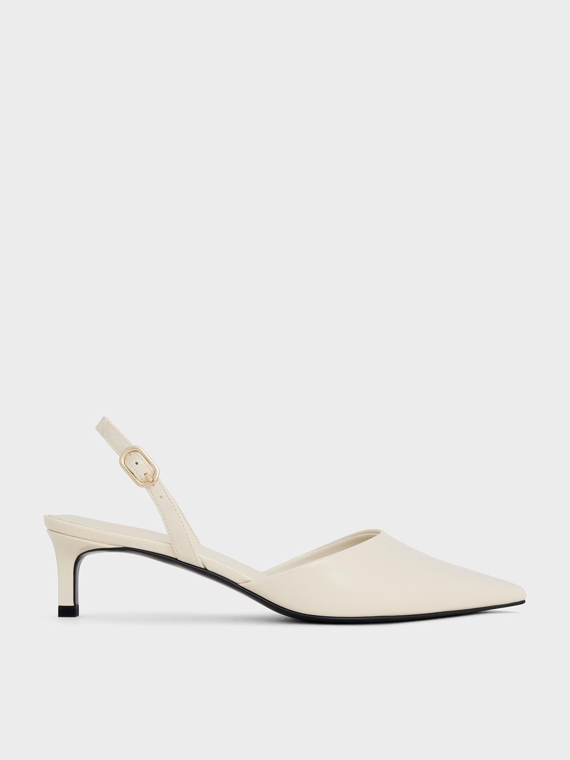 漆面尖頭細跟鞋 - Chalk | 鞋款 - CHARLES & KEITH TW