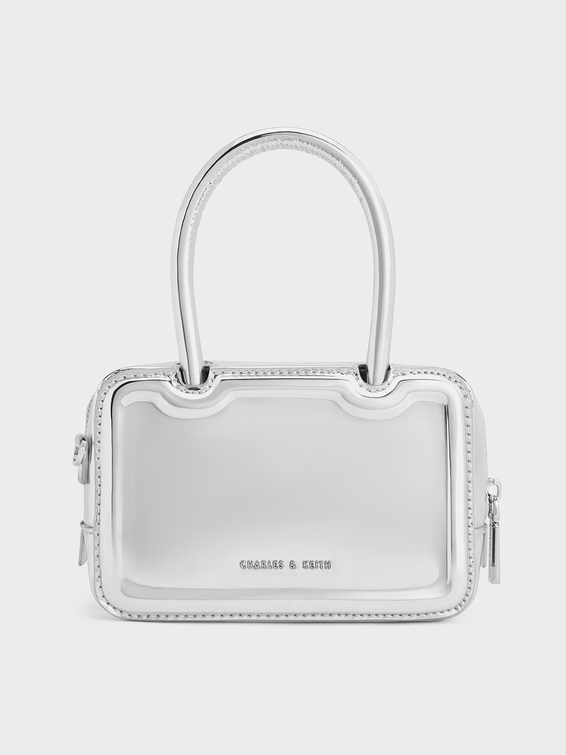Silver Perline Metallic Elongated Top Handle Bag - CHARLES & KEITH QA
