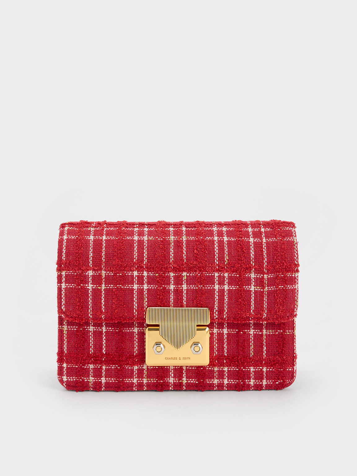 Red Eudora Tweed Boxy Bag - CHARLES & KEITH IL