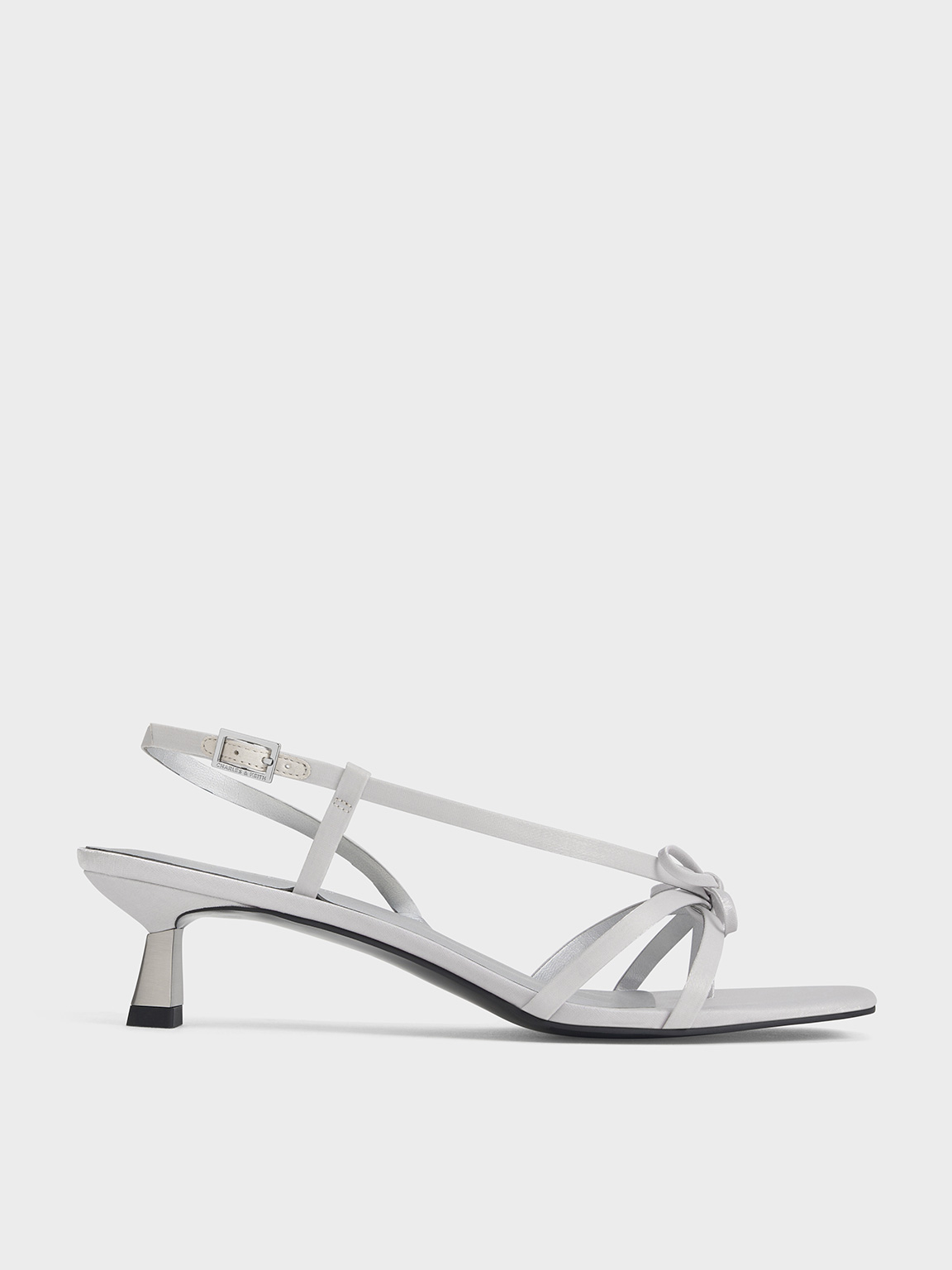 Silver Bow Strappy Heeled Thong Sandals - CHARLES & KEITH US
