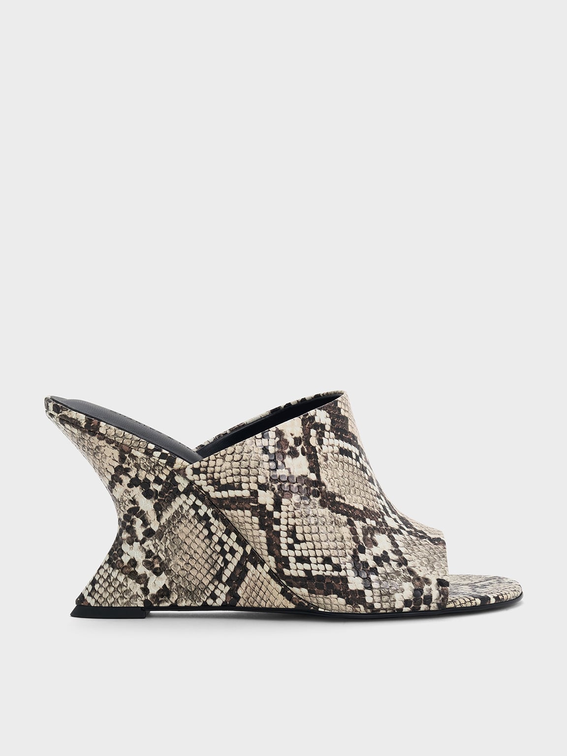 Animal Print Natural Snake-Print Wide-Strap Sculptural-Heel Wedges ...