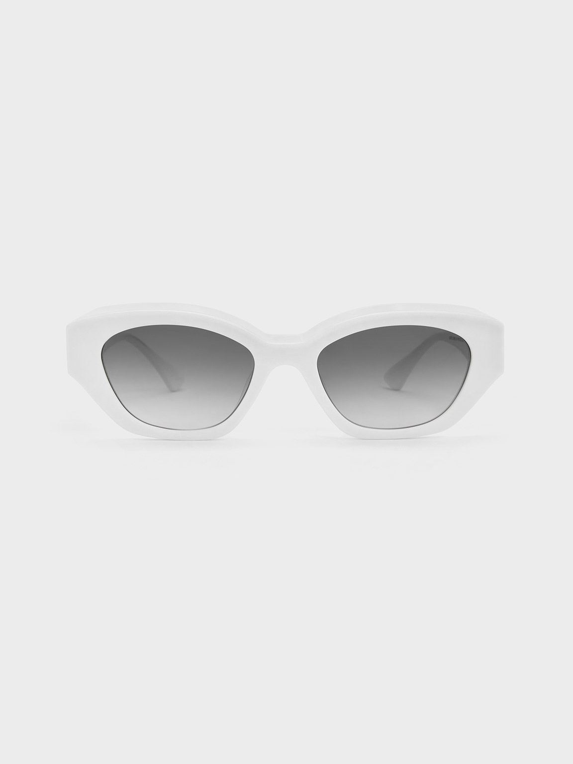 White Recycled Acetate Geometric-Frame Cateye Sunglasses - CHARLES ...