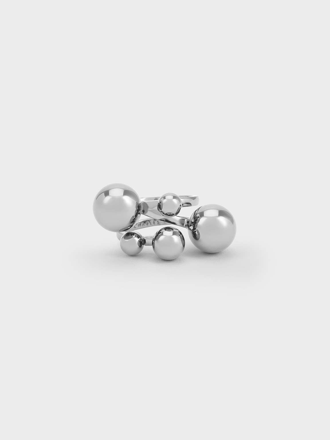 Silver Metallic Sphere Sculptural Ring - CHARLES & KEITH MX