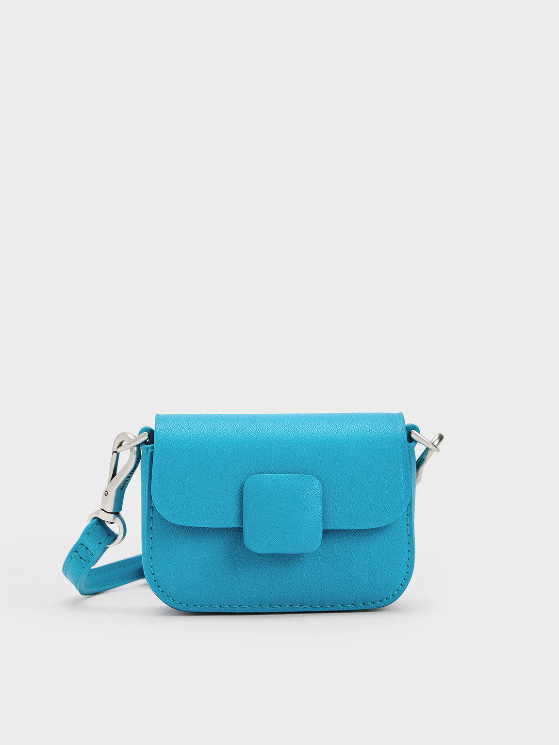 Blue Micro Koa Square Push-Lock Bag - CHARLES & KEITH CA