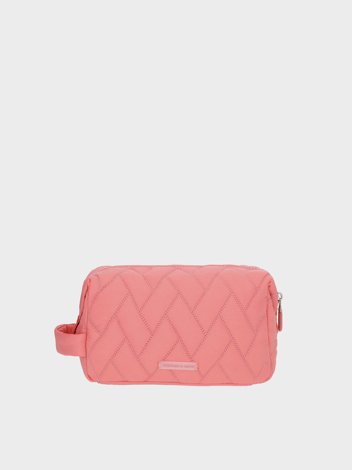 Guava Pink Nylon Chevron Pouch - CHARLES & KEITH International
