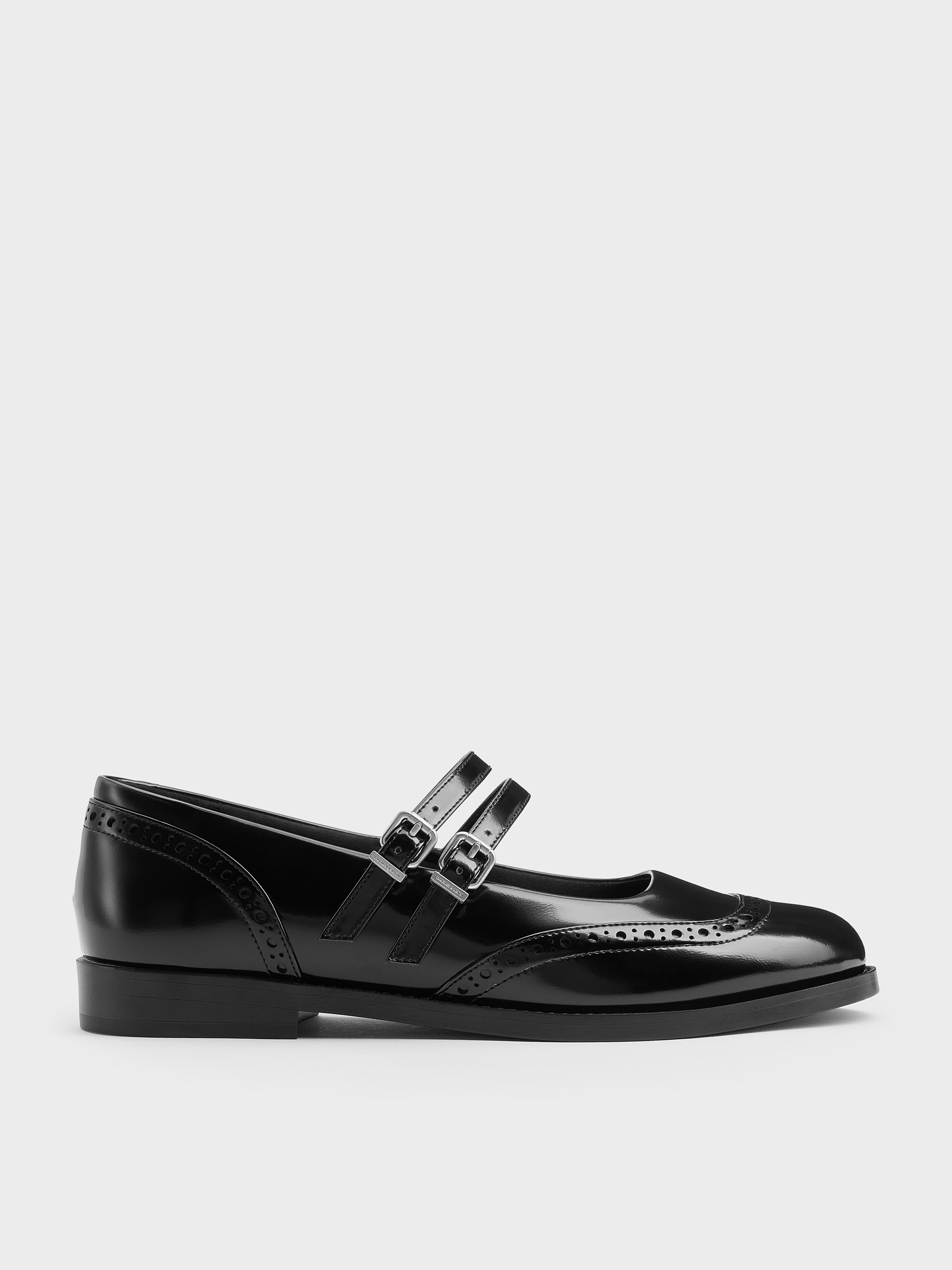 Black Box Double-Strap Brogue Mary Janes - CHARLES & KEITH KR