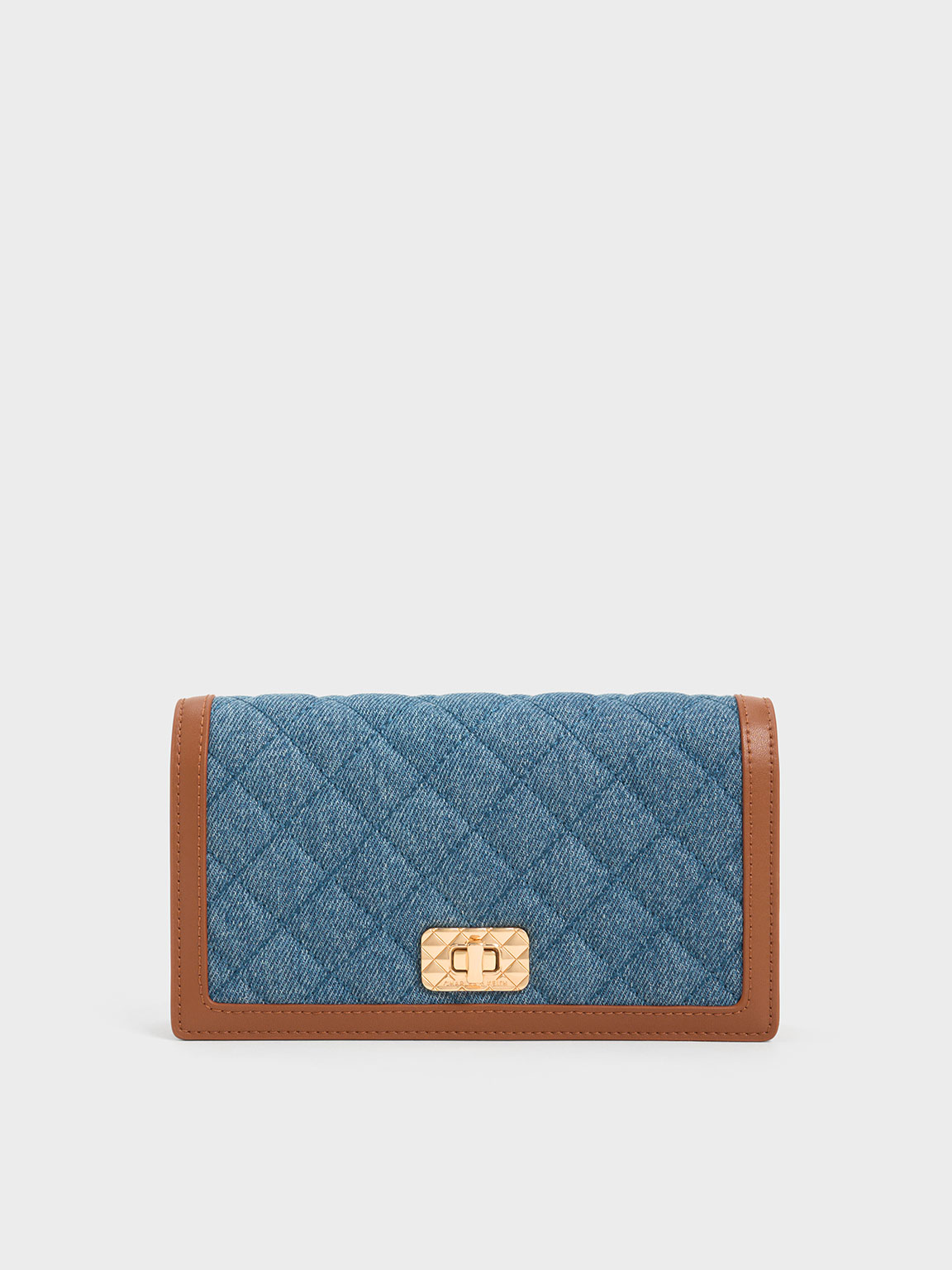 Denim Blue Micaela Denim Quilted Long Wallet - CHARLES & KEITH MO
