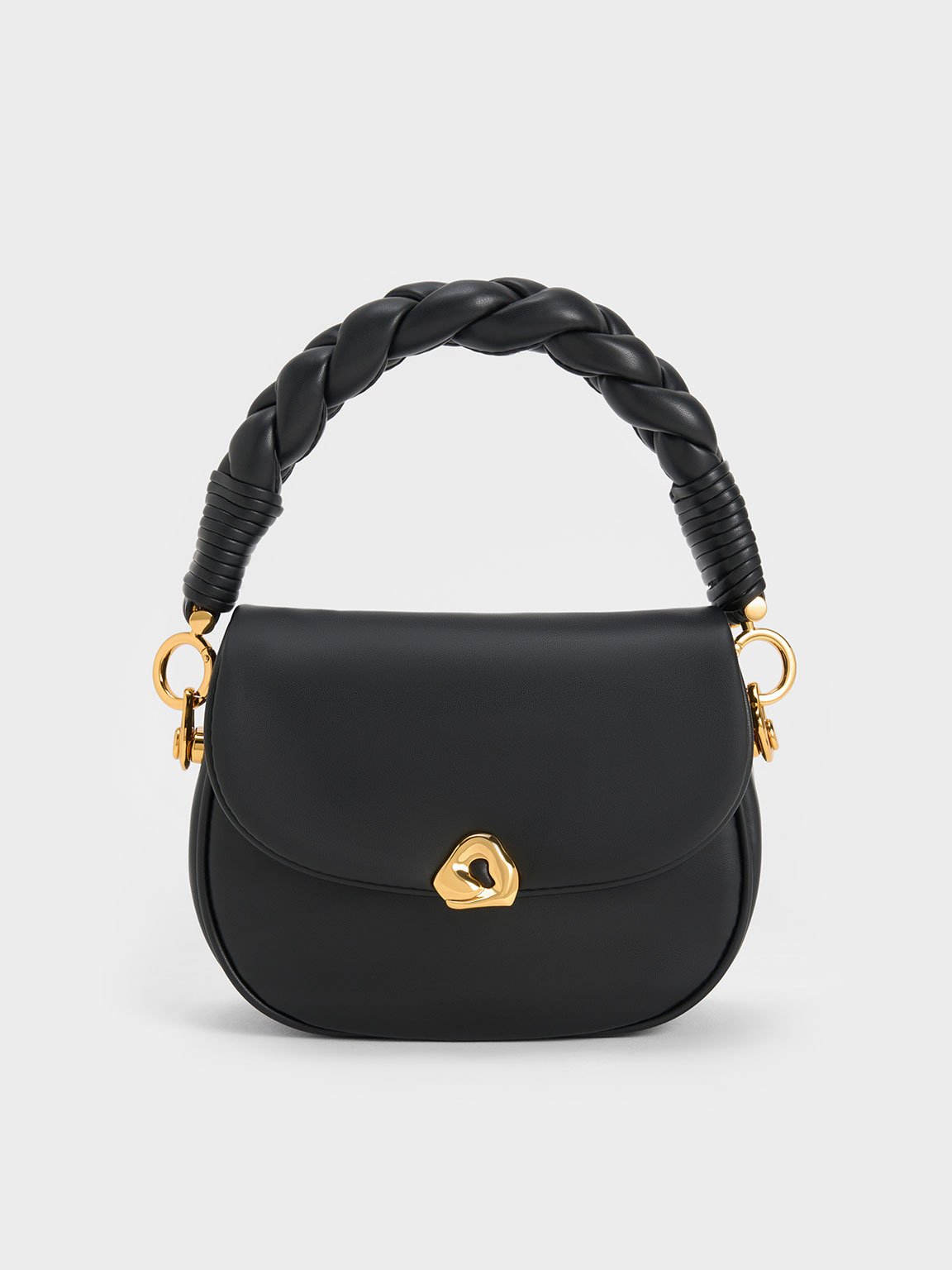 Black Moira Braided Handle Bag - CHARLES & KEITH IL