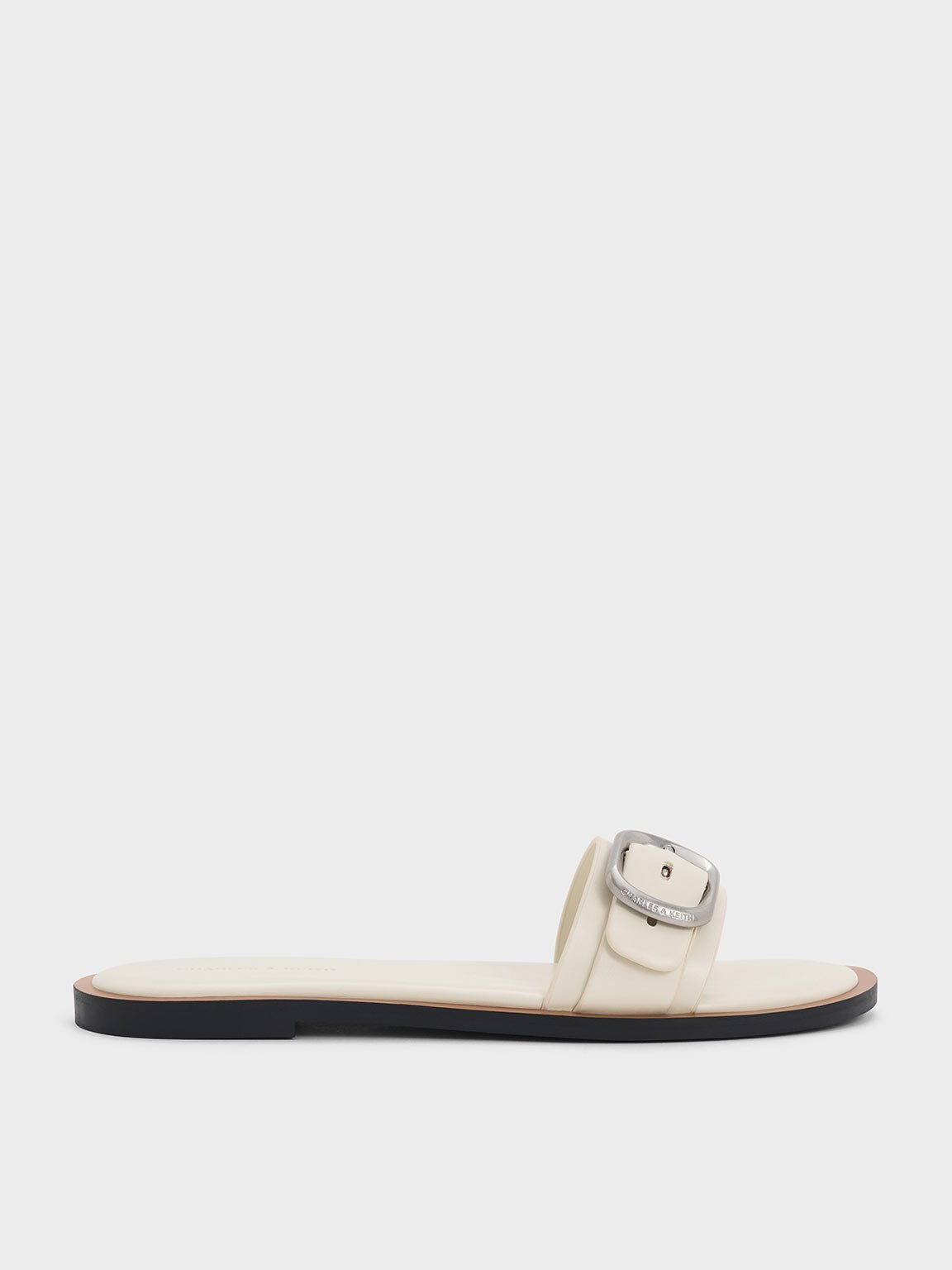 Chalk Buckle-Strap Slide Sandals - CHARLES & KEITH International