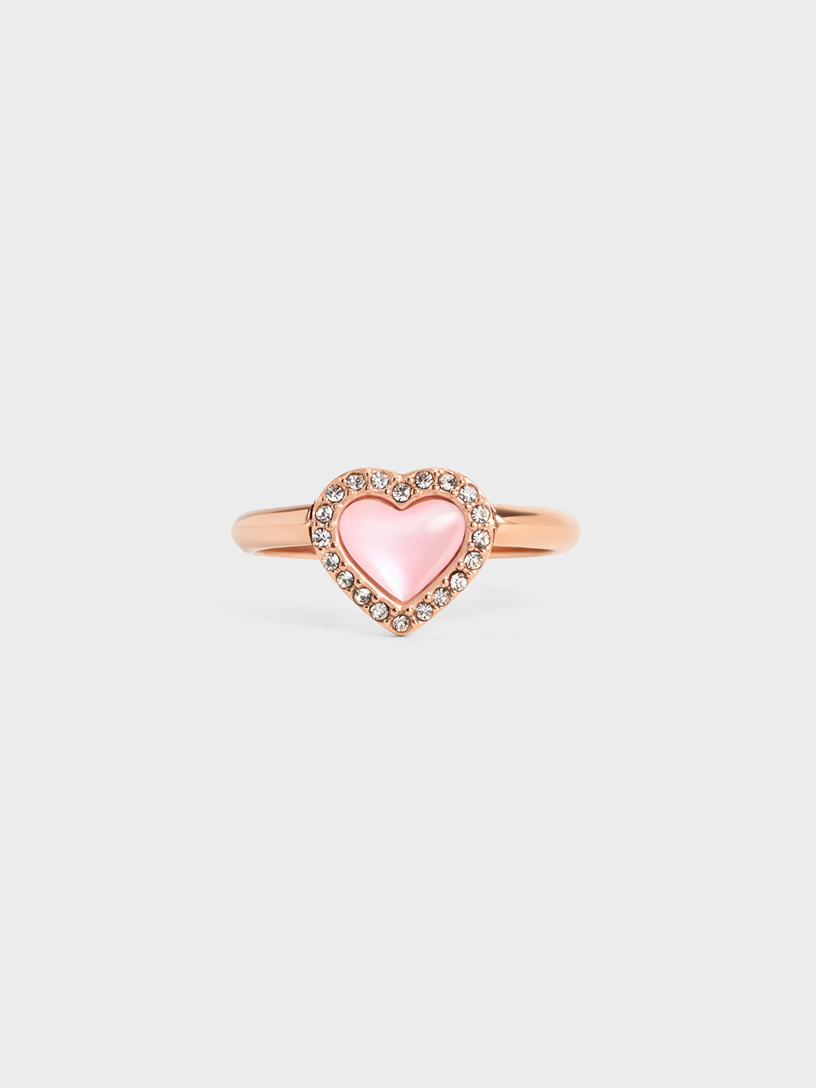 Rose Gold Annalise Crystal Heart-Stone Ring - Rose Gold - CHARLES ...