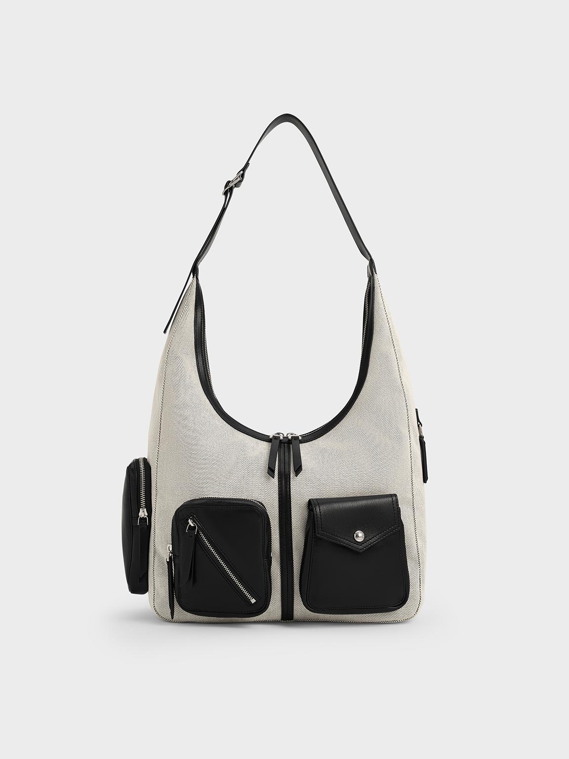 Multicoloured Thora Canvas Multi-Pocket Hobo Bag - CHARLES & KEITH AR