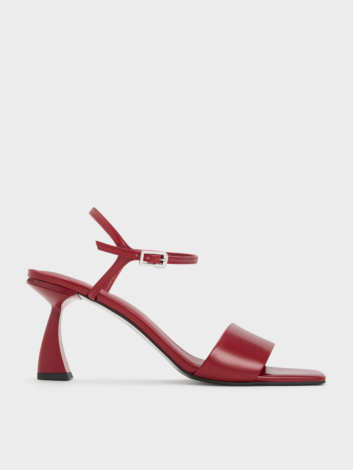 Red Open Toe Curved Heel Sandals - CHARLES & KEITH QA
