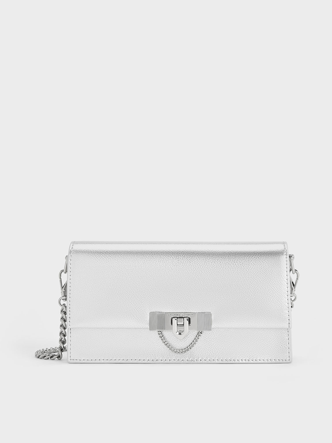 Silver Tallulah Metallic Push-Lock Long Wallet - CHARLES & KEITH MX