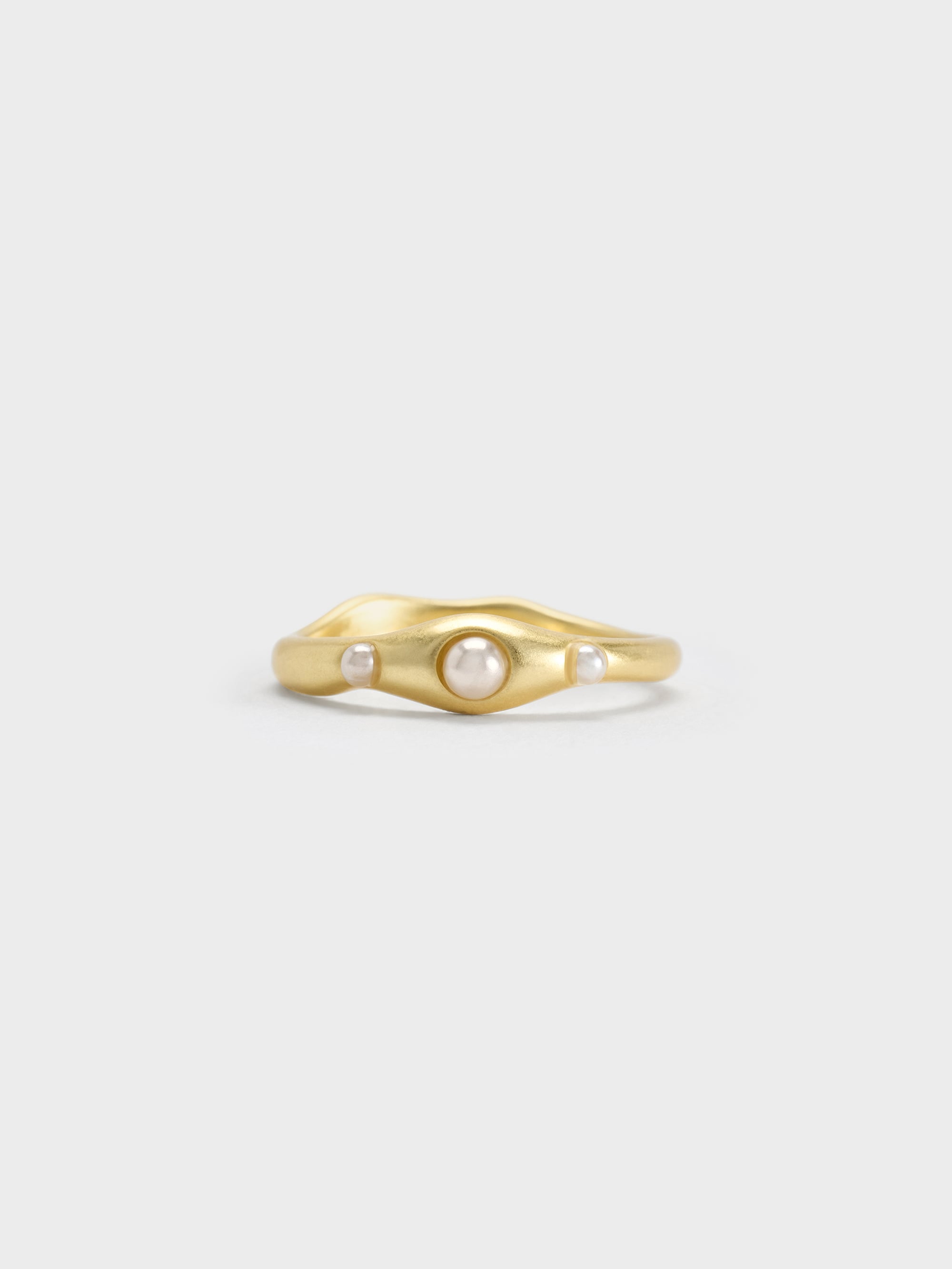 Corrine Pearl Sculptural Ring - Brushed Gold - CHARLES & KEITH SG