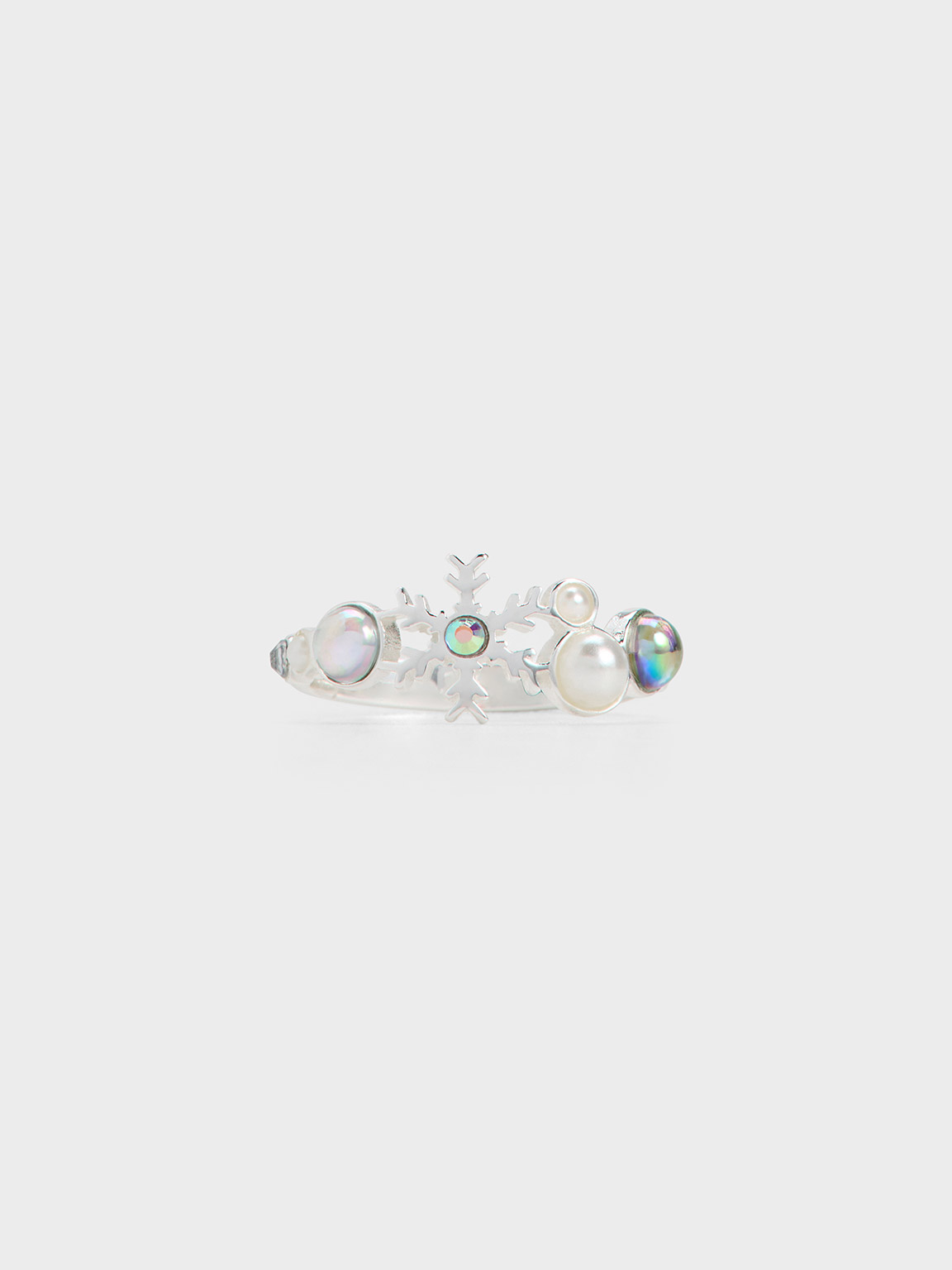 Silver Snowflakes-Motif Pearl & Crystal Ring - CHARLES & KEITH MX