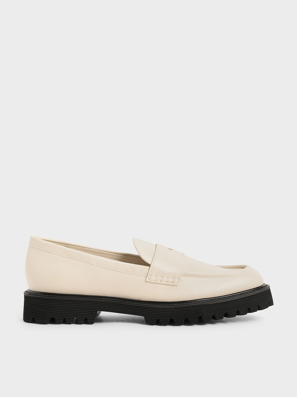 Chalk Chunky Penny Loafers - CHARLES & KEITH KH