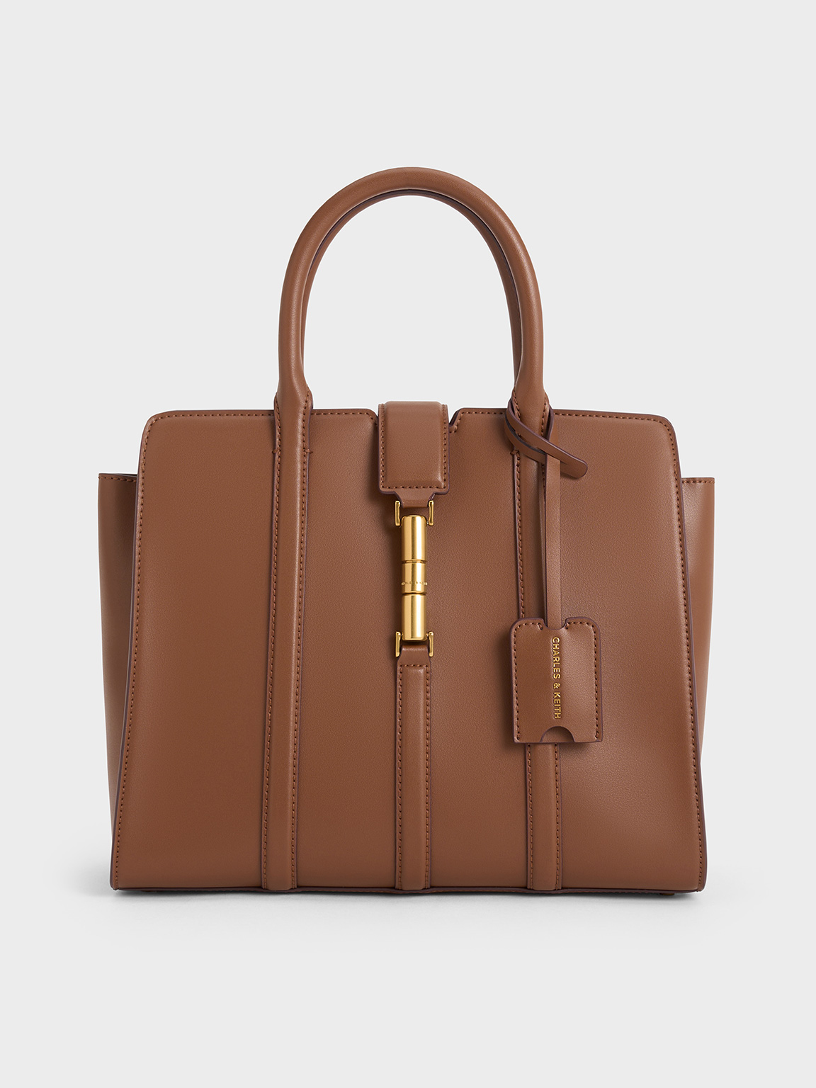 Choco Large Cesia Metallic Accent Tote Bag - CHARLES & KEITH BD
