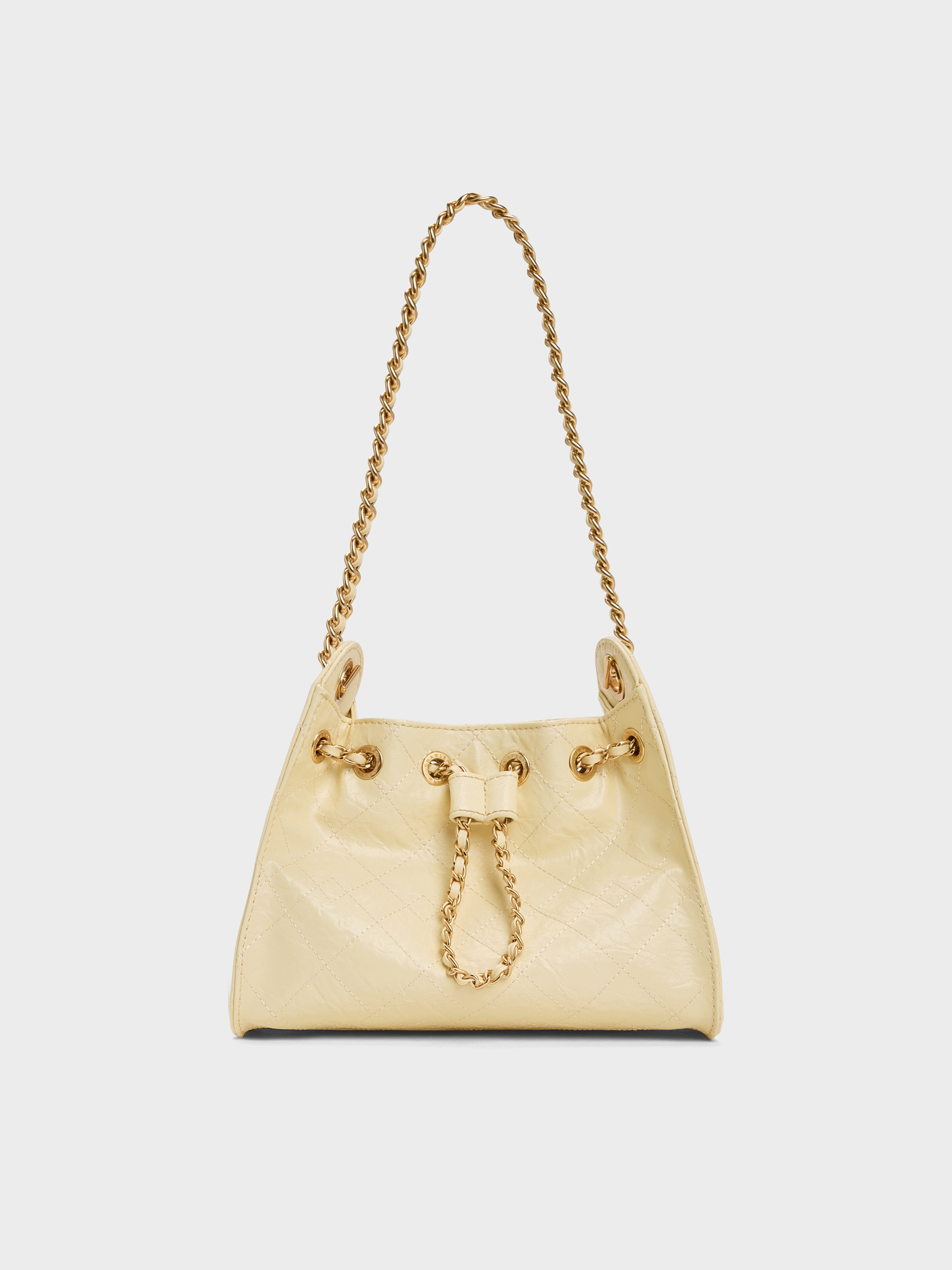 Duo Quilted Drawstring Bucket Bag - Butter Yellow - CHARLES & KEITH NZ