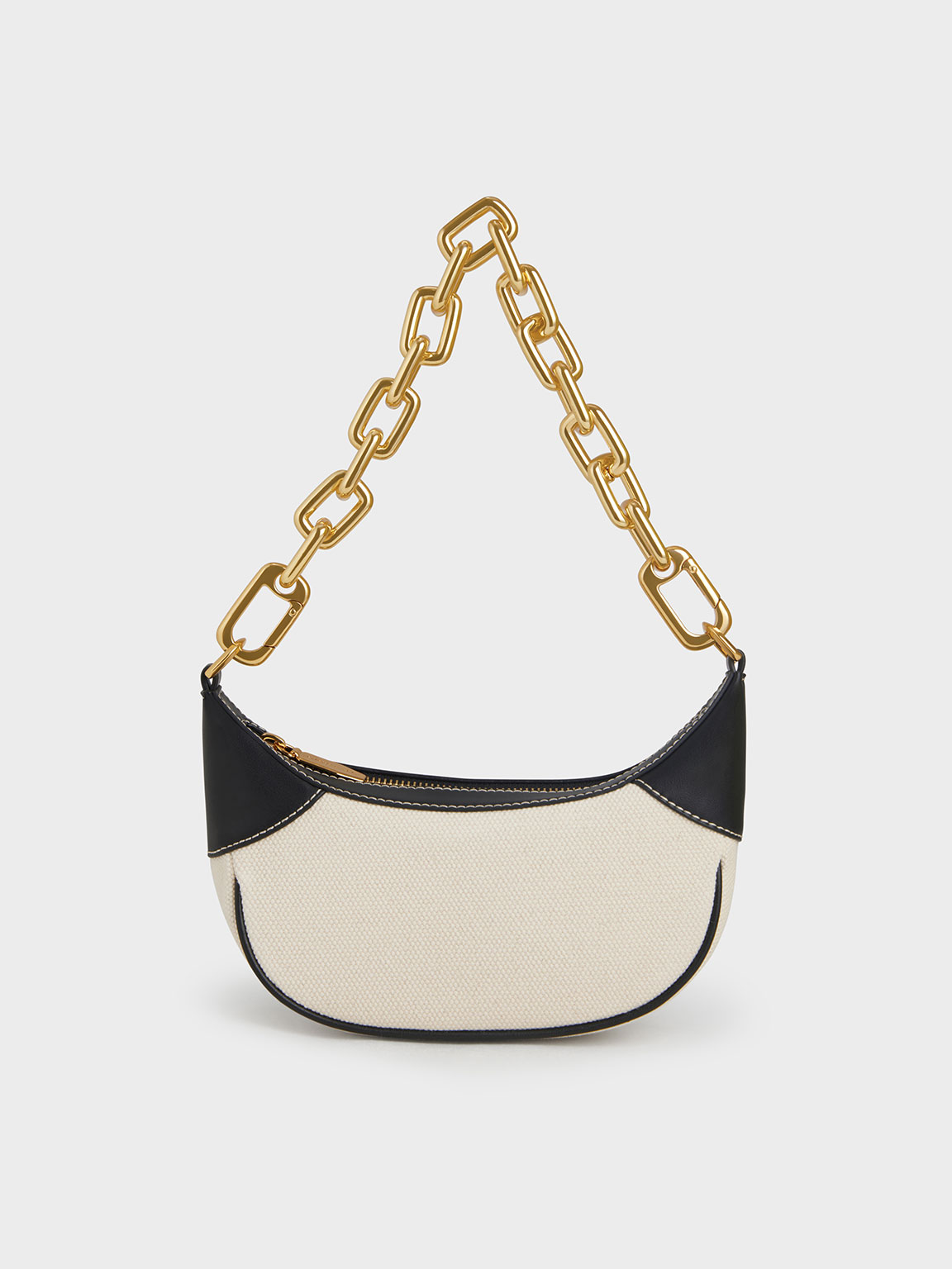 Multicoloured Shalia Canvas Chain-Handle Moon Bag - CHARLES & KEITH KR