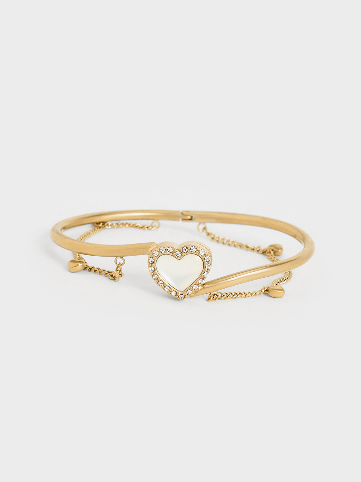 Brush Gold Annalise Crystal Heart-Stone Cuff Bangle - CHARLES & KEITH MX