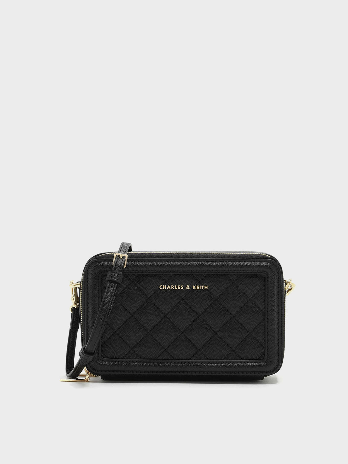 Black Quilted Boxy Long Wallet - CHARLES & KEITH TW