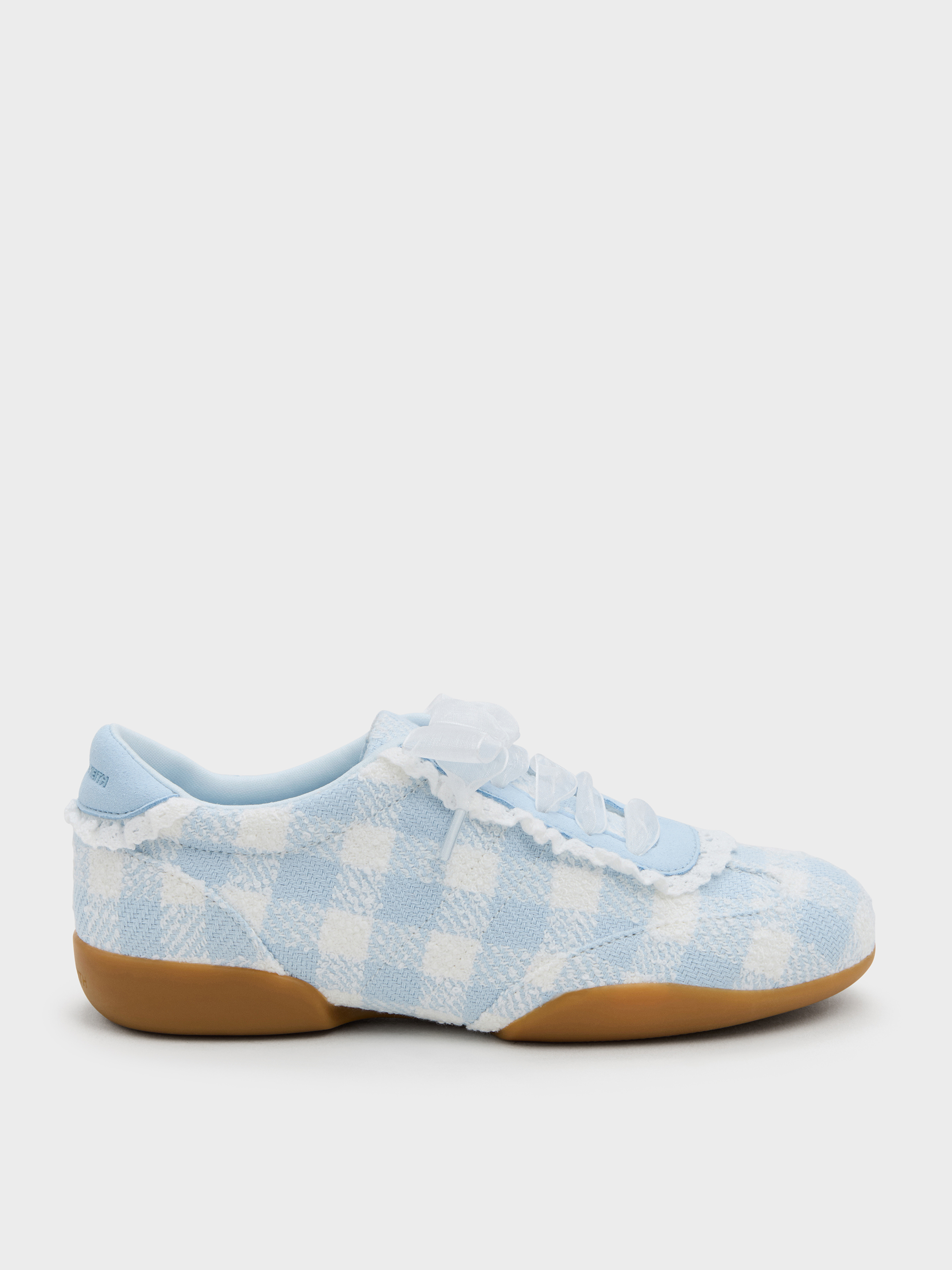 Light Blue Girls' Gingham Lace-Trim Sneakers - Light Blue - CHARLES ...