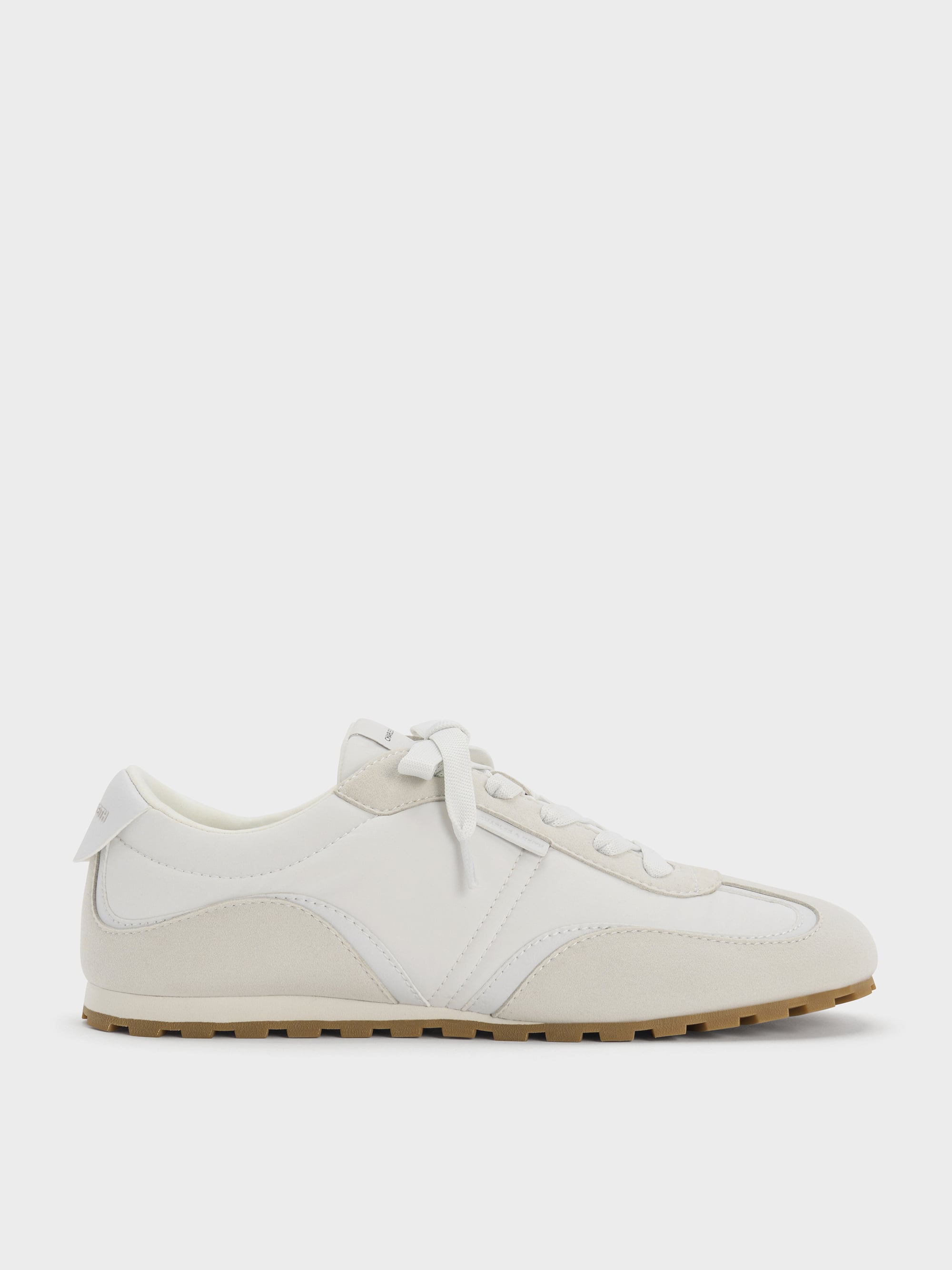 Nylon Contrast-Panel Sneakers - White - CHARLES & KEITH PH