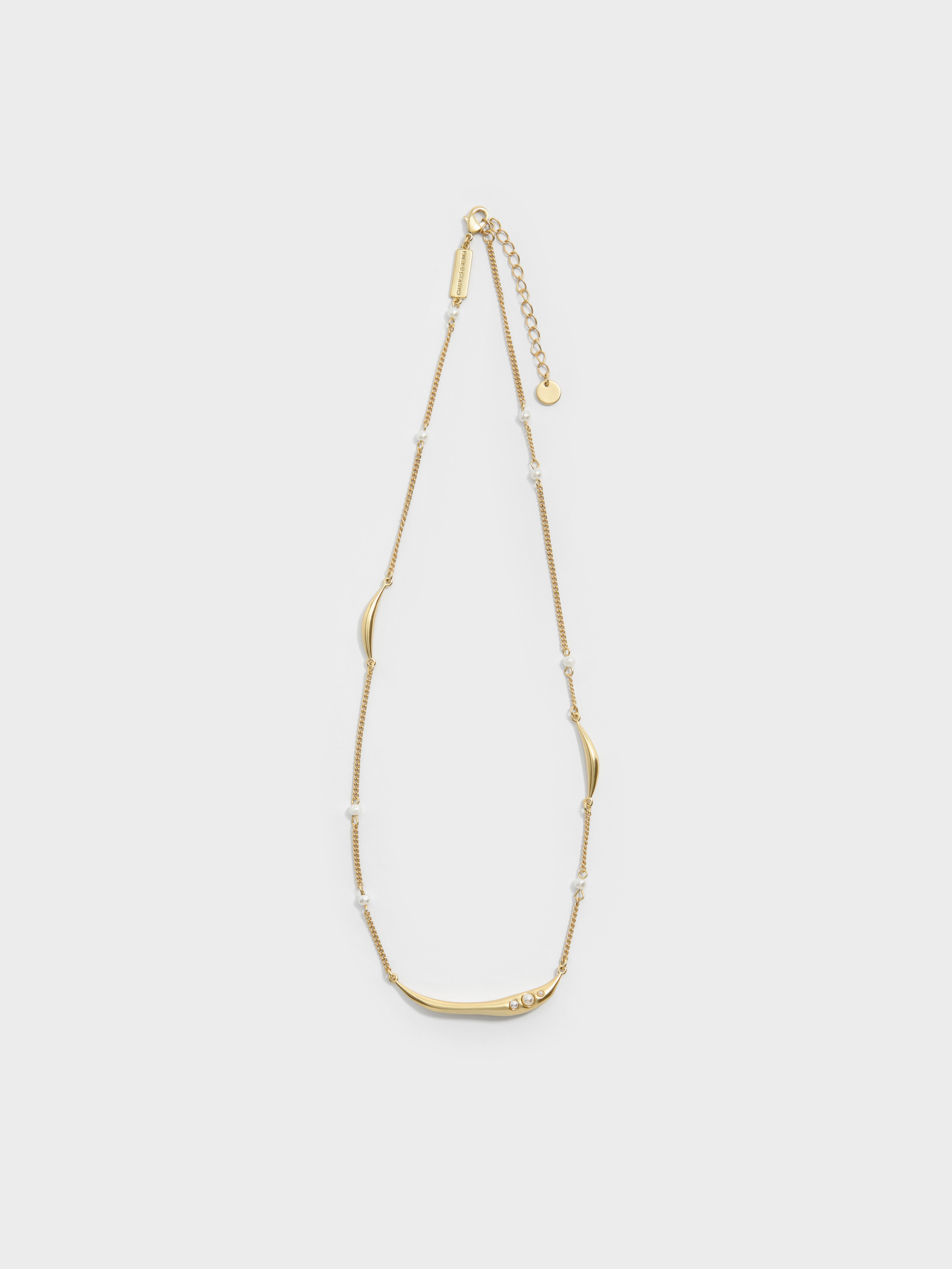 Brushed Gold Corrine Pearl Sculptural Necklace - CHARLES & KEITH SG