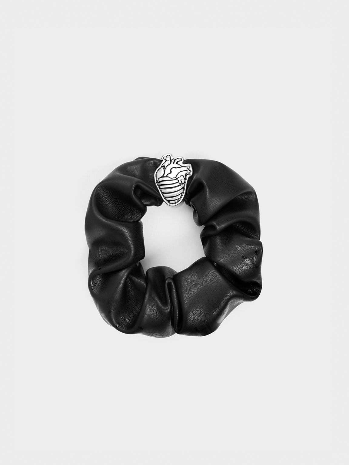 Black Illustrated Heart Scrunchie - CHARLES & KEITH MO