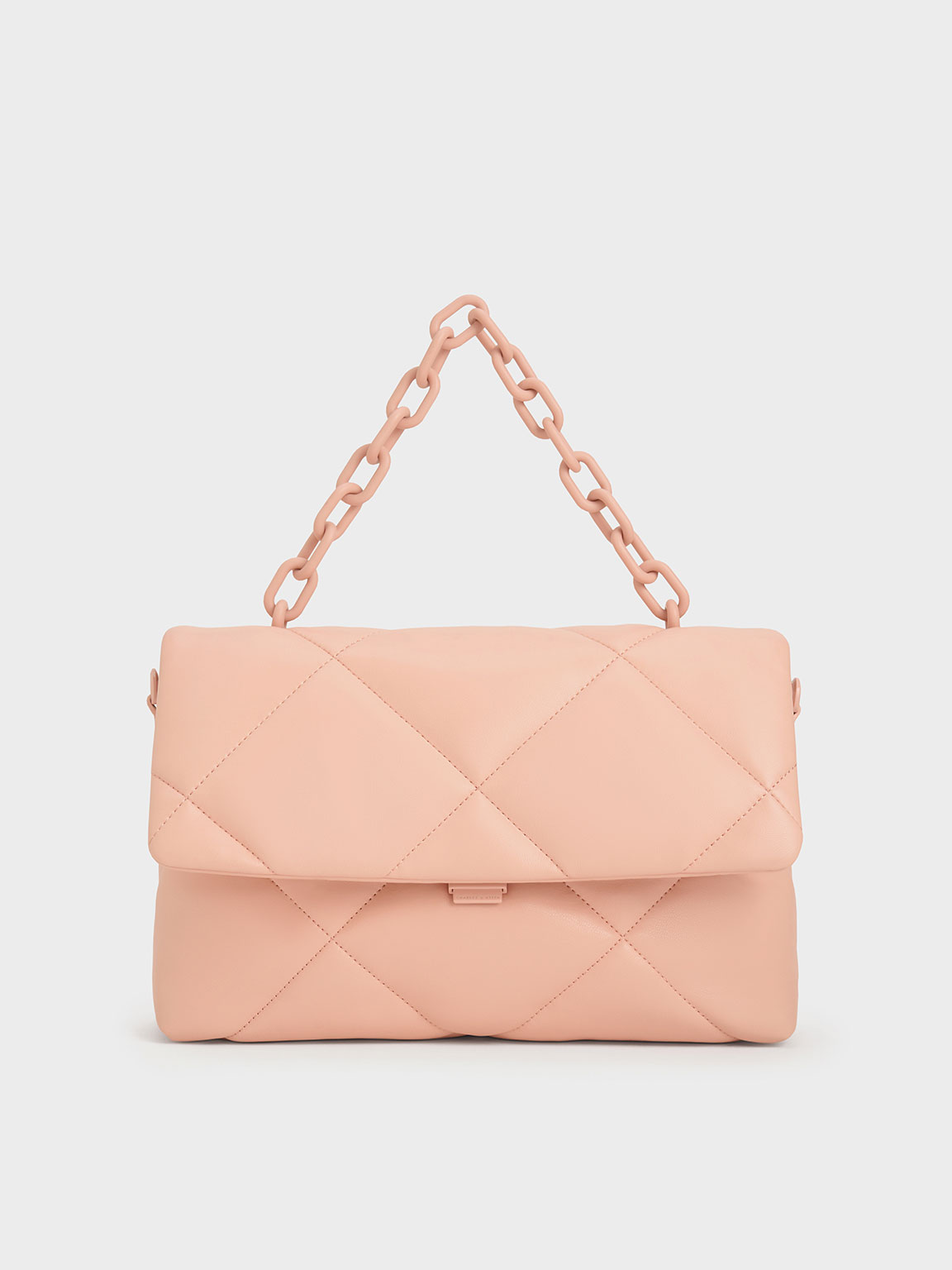 Pink Lin Puffy Chain Shoulder Bag - CHARLES & KEITH KH