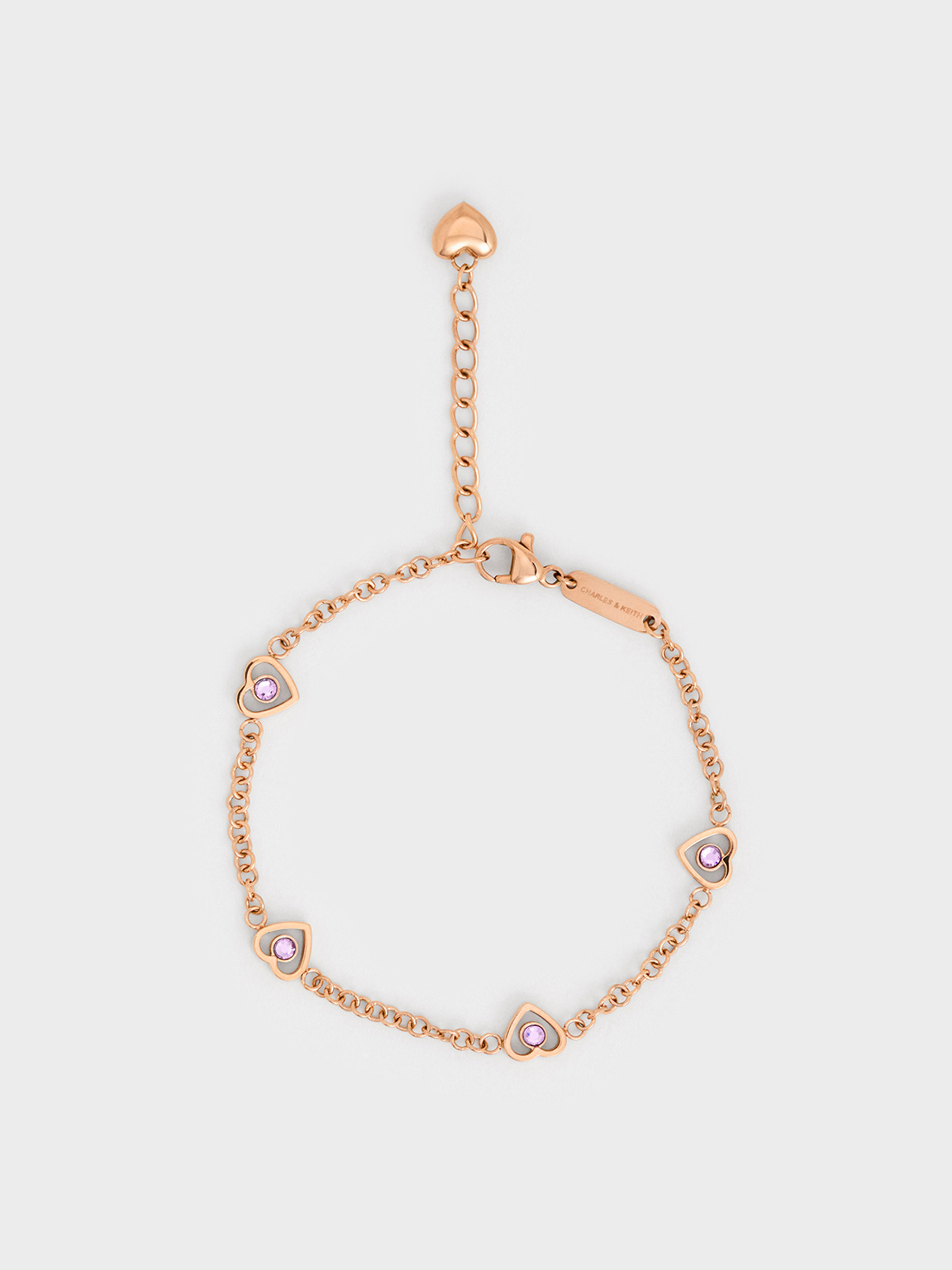 Rose Gold Malorie Crystal Heart Bracelet - CHARLES & KEITH SG