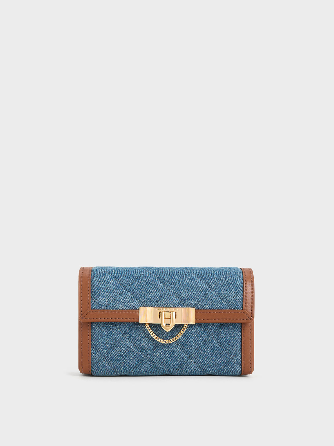 Denim Blue Tallulah Denim Metallic Push-Lock Clutch - CHARLES & KEITH ZA