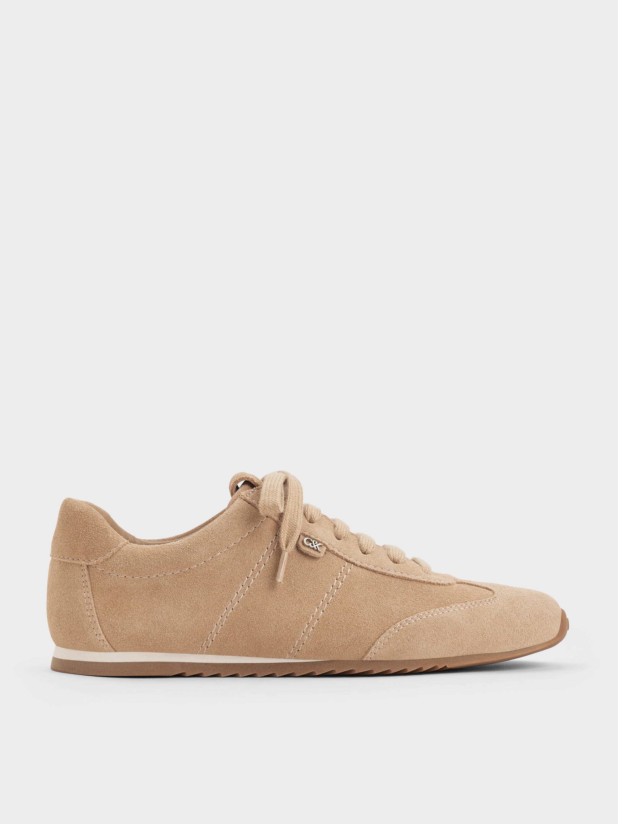 Beige Jace Suede Sneakers - Beige - Shoes - CHARLES & KEITH AU
