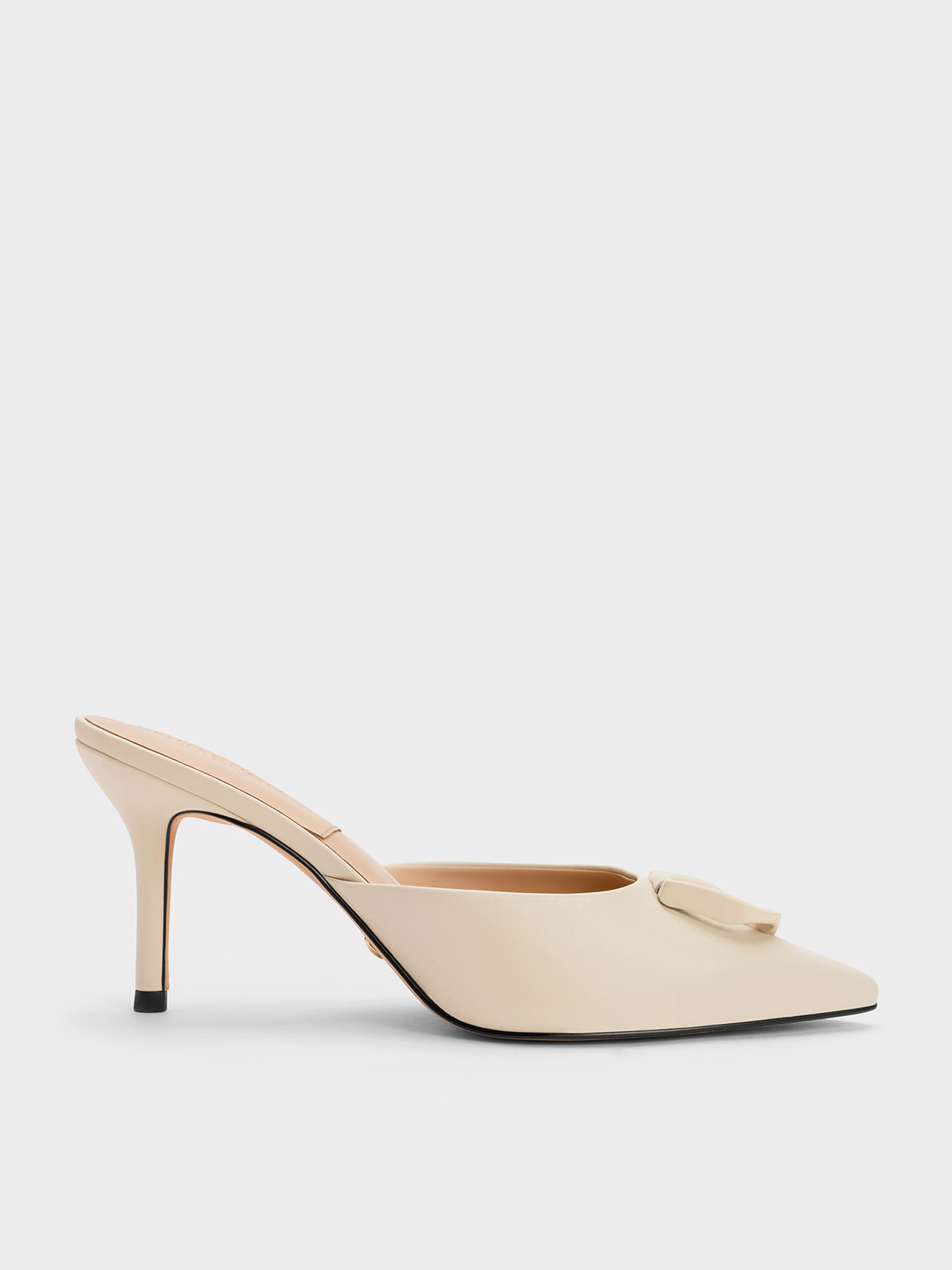 Chalk Gabine Leather Mules - CHARLES & KEITH International