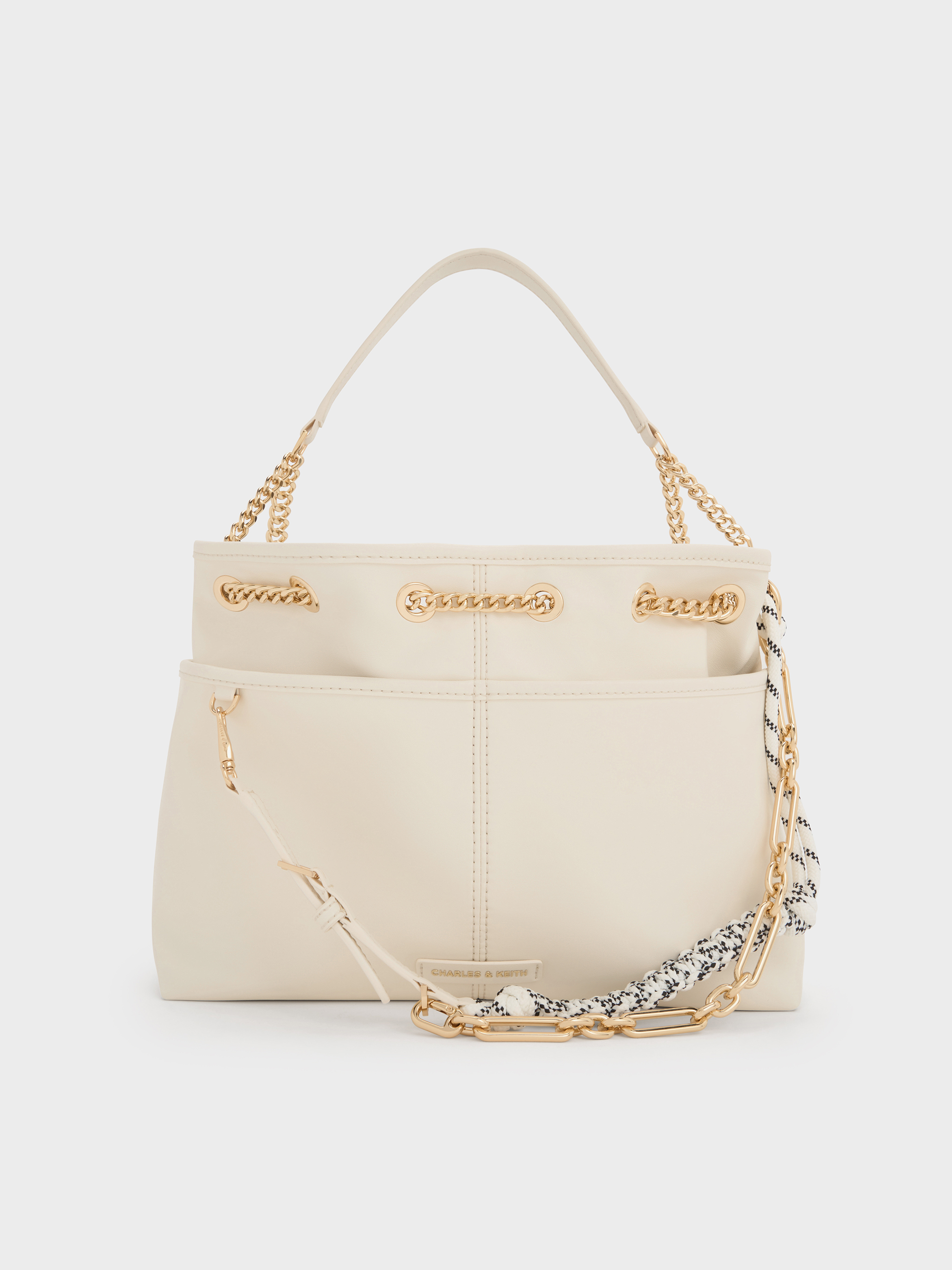 Cream Addison Knotted-Rope Tote Bag - CHARLES & KEITH KR