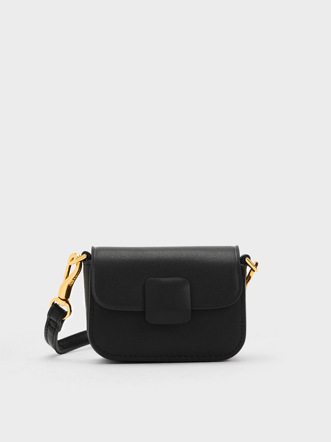 Black Micro Koa Square Push-Lock Bag - CHARLES & KEITH AW