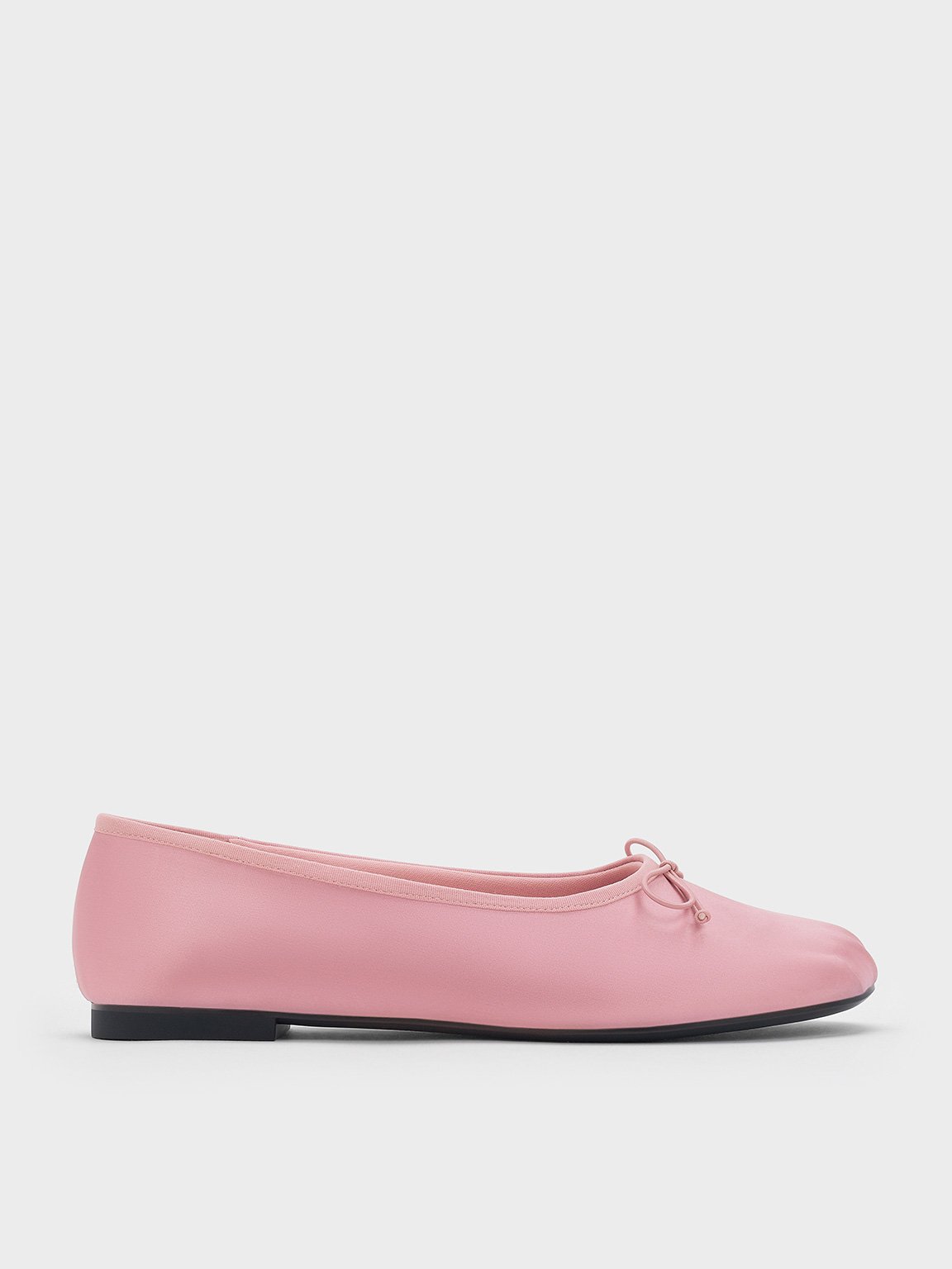 Pink Satin Bow Ballet Flats - CHARLES & KEITH SG