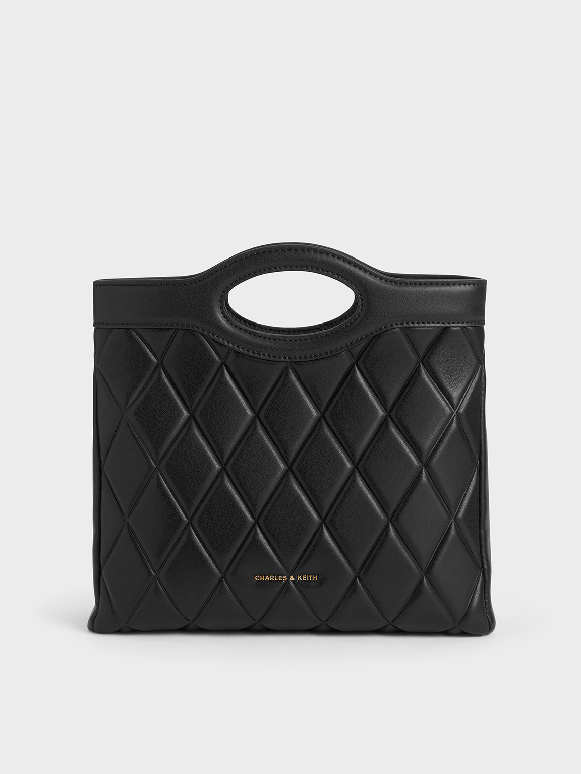 Noir Arwen Quilted Curved-Handle Bag - CHARLES & KEITH MY