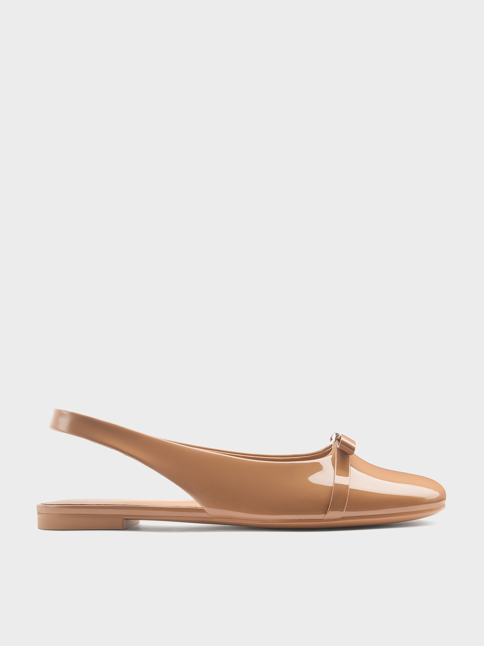 Caramel Dorian Patent Bow Slingback Flats - Caramel - Shoes - CHARLES & KEITH TW