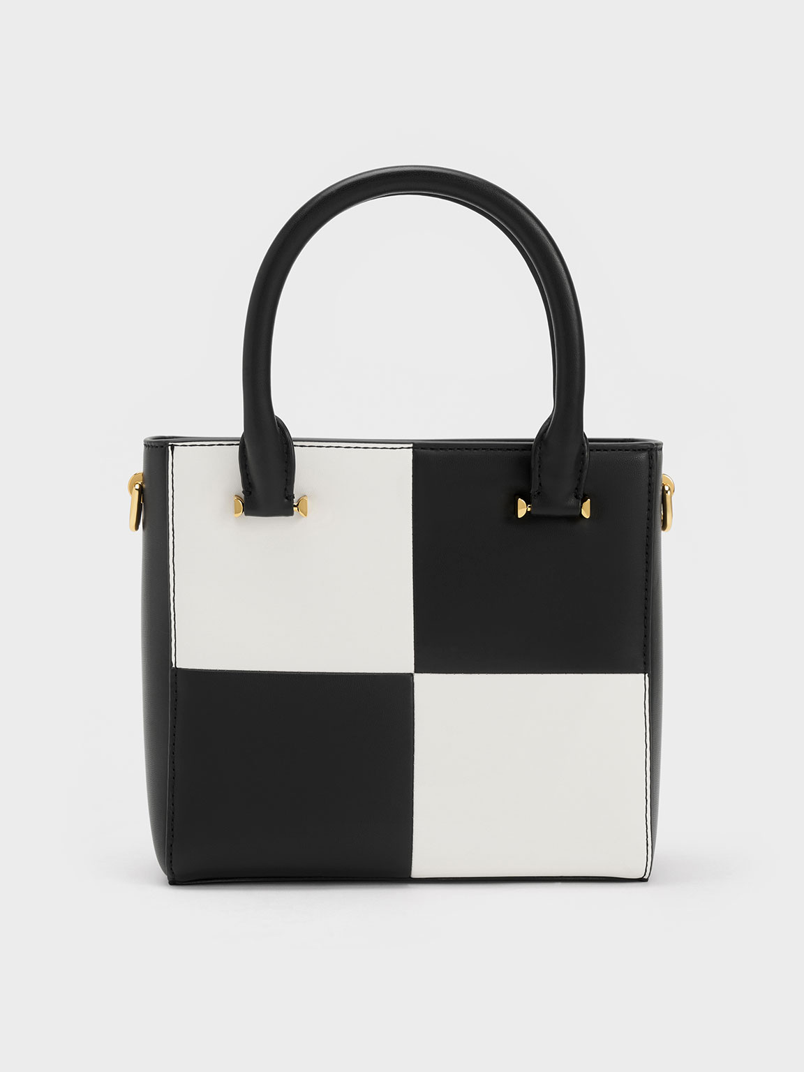 Multicoloured Georgette Checkered Square Tote Bag - CHARLES & KEITH OM