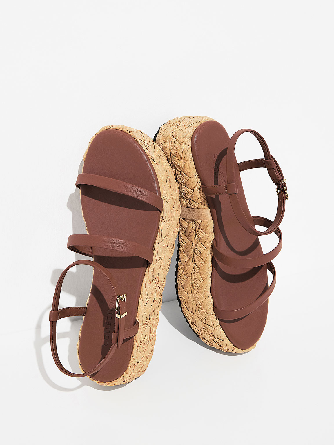 Dark Brown Tali Leather Braided Flatforms - CHARLES & KEITH SG