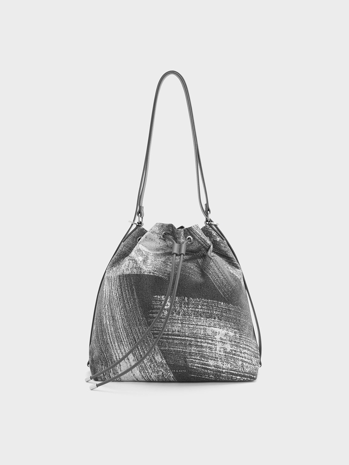 Silver Neva Brushed Denim Two-Way Bucket Bag - CHARLES & KEITH ...