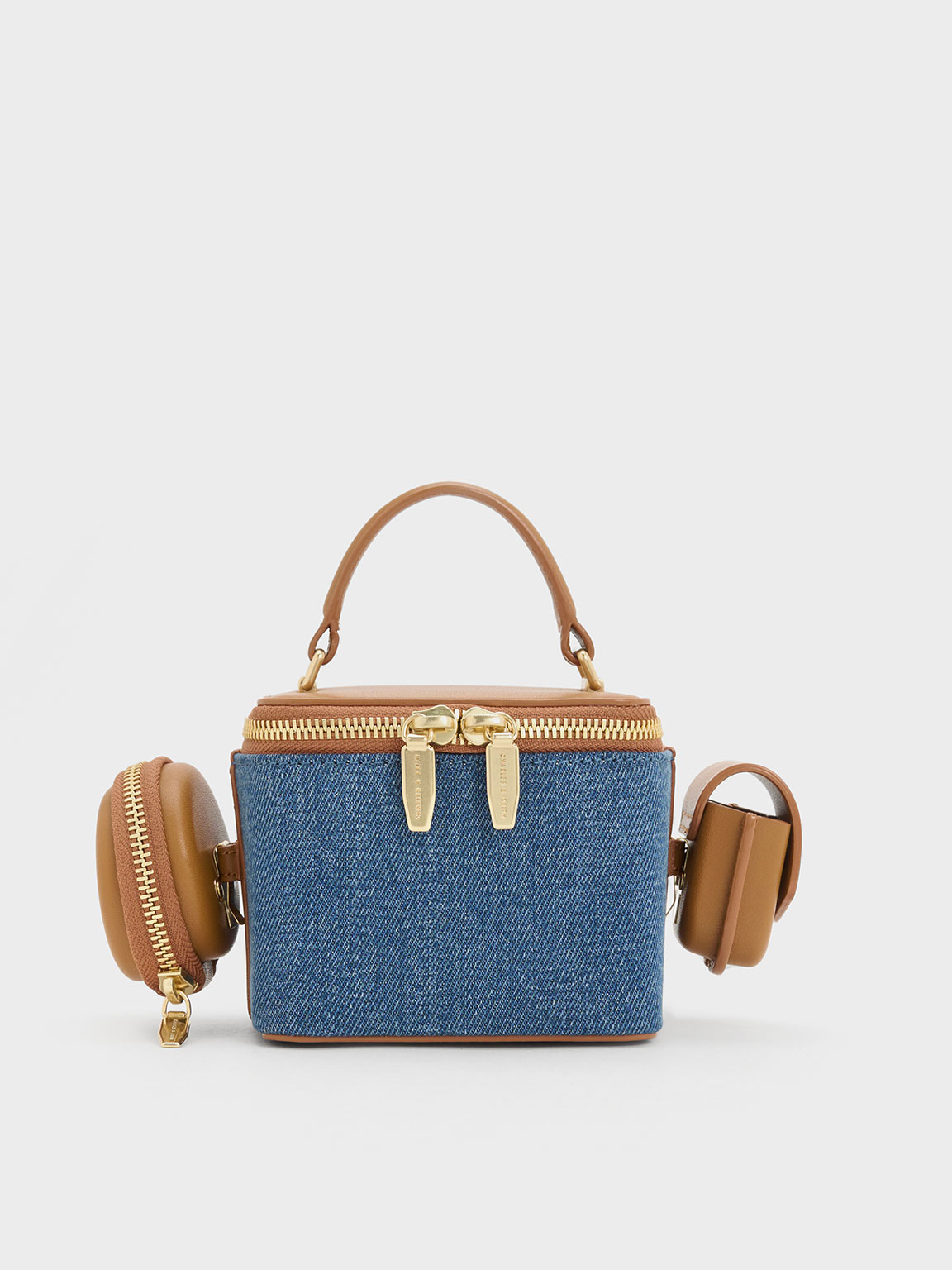 Denim Blue Gaia Denim Boxy Top Handle Bag - CHARLES & KEITH BH