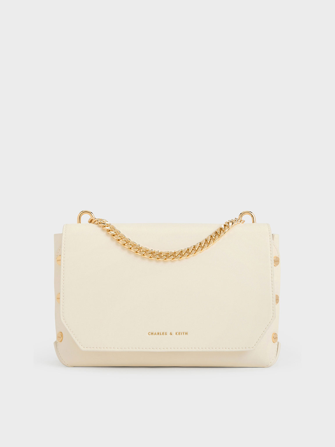 Bolso Clea con asa de cadena - Crema - CHARLES & KEITH US