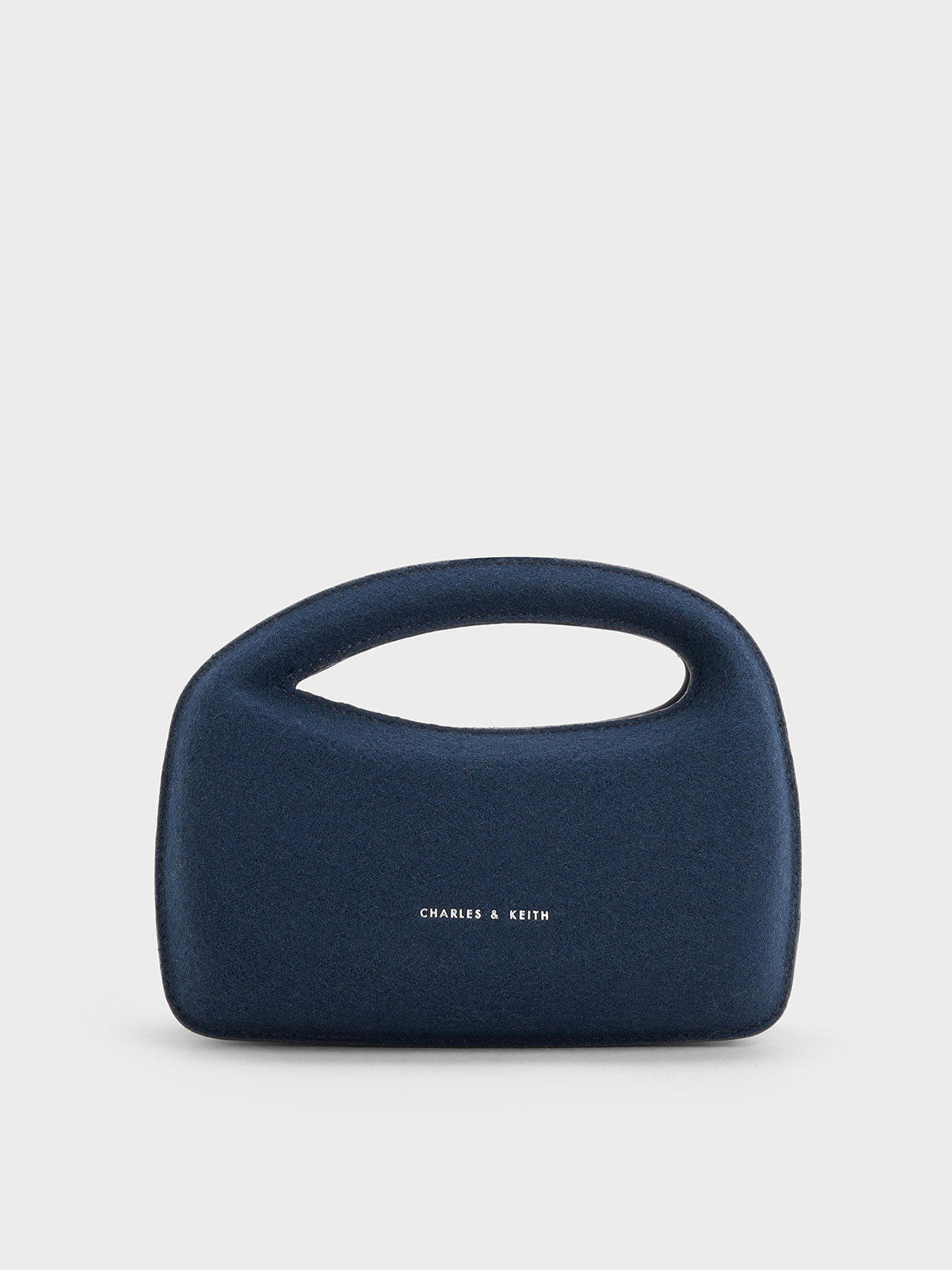 Navy Mini Cocoon Textured Top Handle Bag - CHARLES & KEITH LK