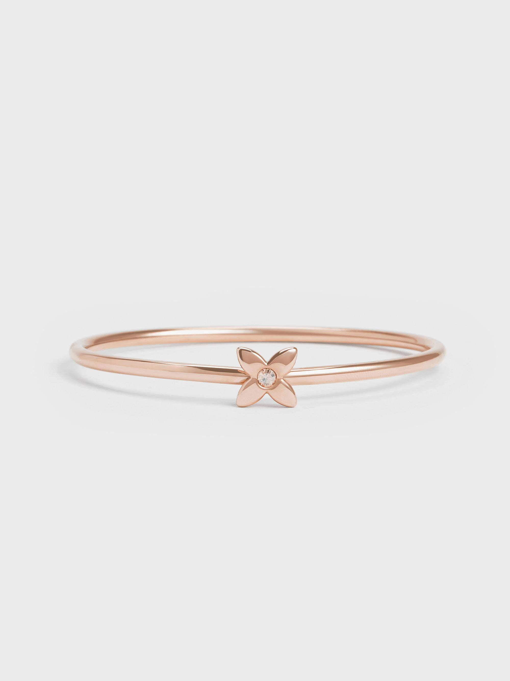 Rose Gold Felicity Flower-Motif Crystal Bangle - CHARLES & KEITH LK