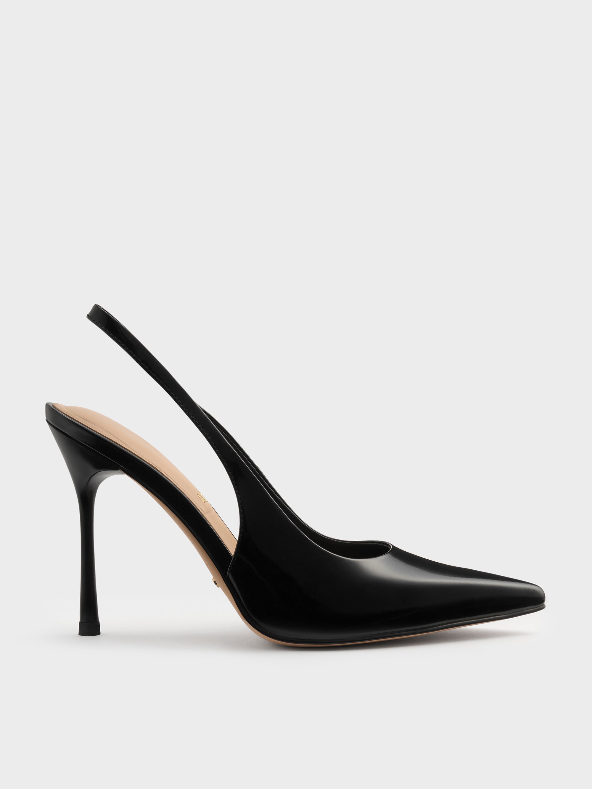 Black Box Leather Slingback Stiletto Pumps - Black Box - CHARLES & KEITH SG
