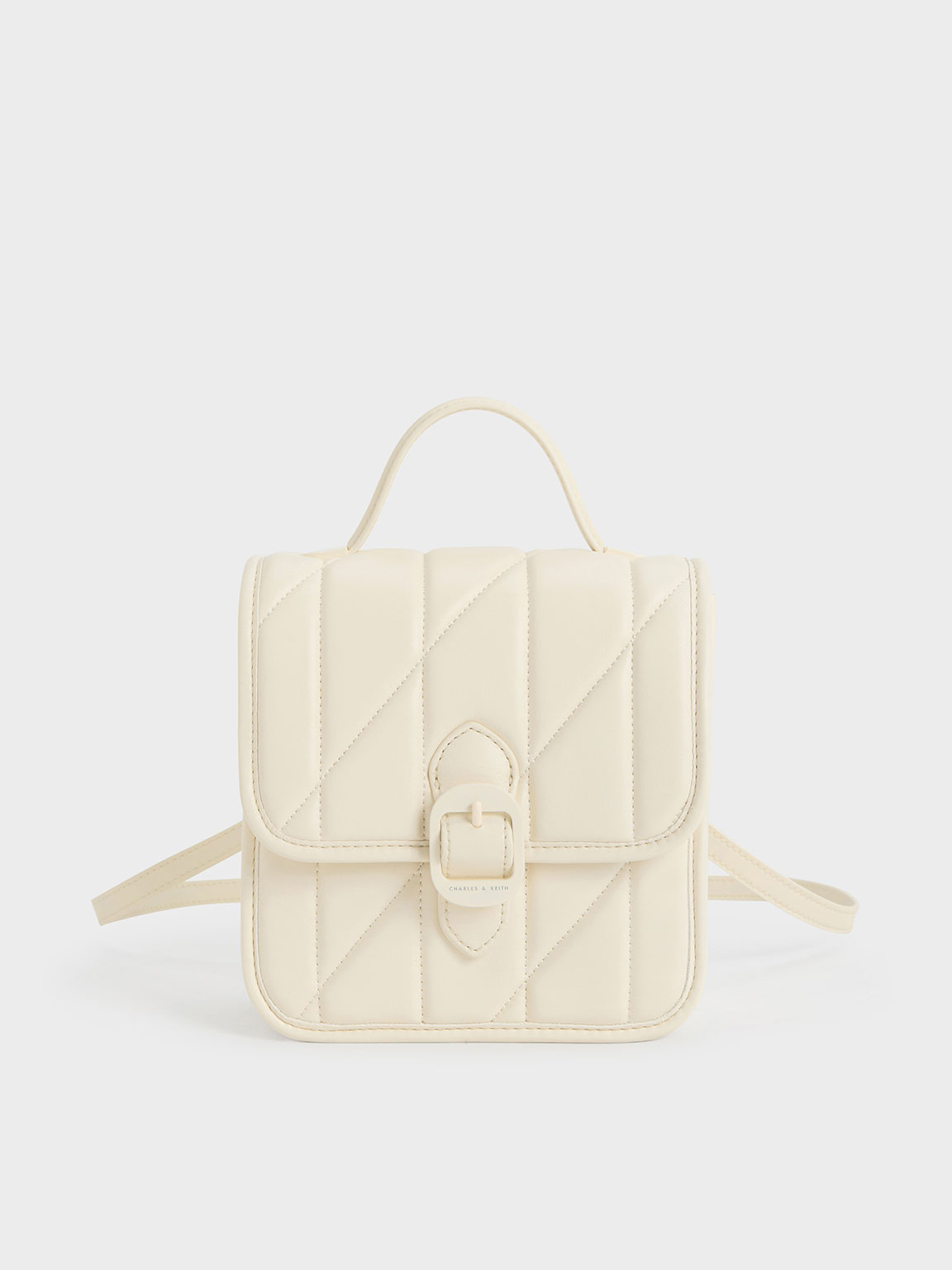 Cream Lin Quilted Belted Backpack - CHARLES & KEITH PA